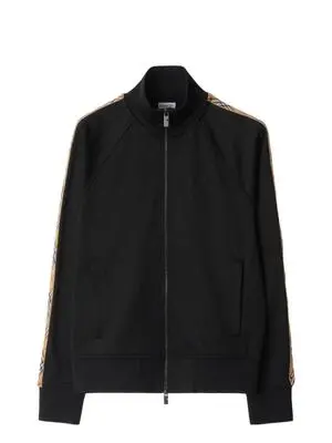 Burberry Zip-up Track Jacket With Equestrian Knight Embroidery - Black
