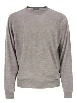 John Smedley Lundy Crew Neck Knitwear - Silver