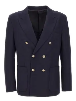 Eleventy Eleventy Double-Breasted Suit Jacket With Lapel Collar And Patch Pockets Black