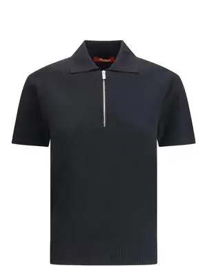 Max Mara Teti Zip Ribbed Polo Top - Black