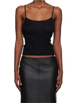 ST. AGNI Ribbed Knit Strap Tank - Black
