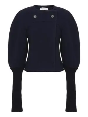 Chloé Boxy Cropped Coat With Round Sleeves - Black