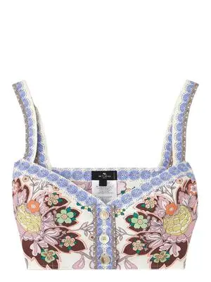Etro Floral-printed Sleeveless Cropped Top - Multicolor
