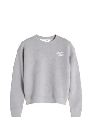 Maison Kitsuné Embroidered Crewneck Sweatshirt - Light Gray Mixed Color/white