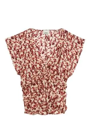 Isabel Marant Étoile Lona V-neck Ruffled Hem Top - Garnet Color