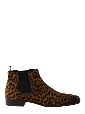 Prada Printed Leather Ankle Boots - Honey