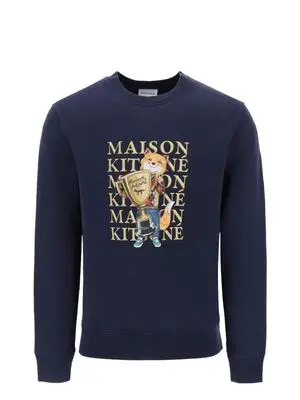 Maison Kitsuné Fox Champion Printed Crewneck Sweatshirt - Black