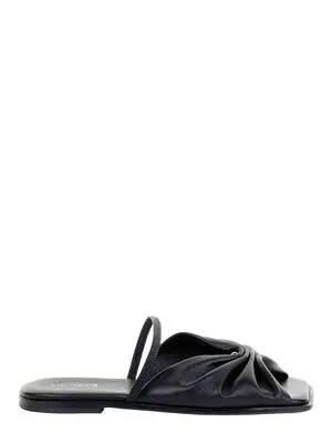 VIC MATIE Pleated Slide Sandals - Black