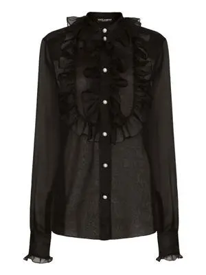 Dolce & Gabbana Ruffle Detailed Shirt - Black