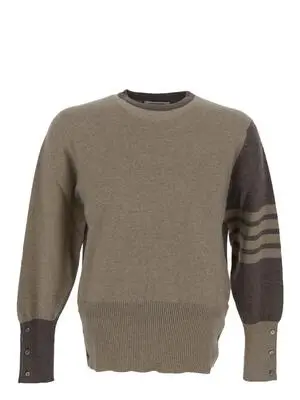 Thom Browne Striped Knitted Crewneck Jumper - Green
