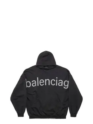 Balenciaga Logo Printed Oversized Hoodie - Black