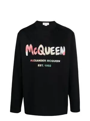 Alexander McQueen Graffiti Logo Long Sleeve Sweatshirt - Black