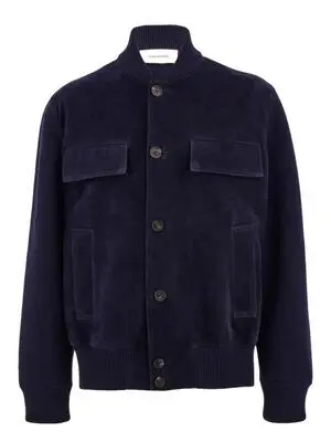 FERRAGAMO Stand Collar Casual Jacket - Navy Blue
