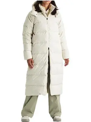 The North Face Long Hooded Down Jacket With Waterproof Coating - White Sand Dunes