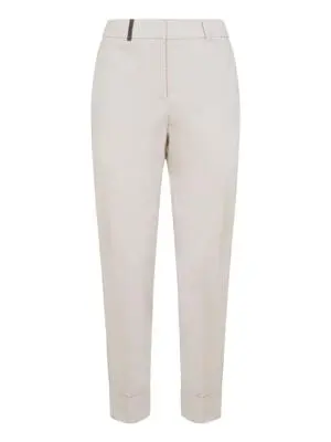 Peserico Tapered Trousers With Cuffed Hem - White