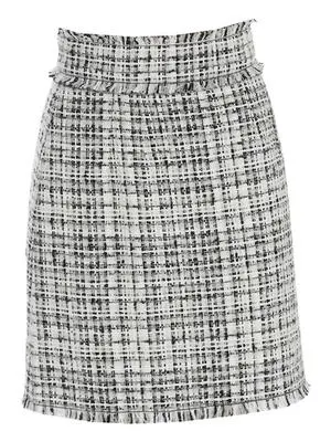Dolce & Gabbana Tweed Straight-fit Skirt With Frayed Hem - Gray