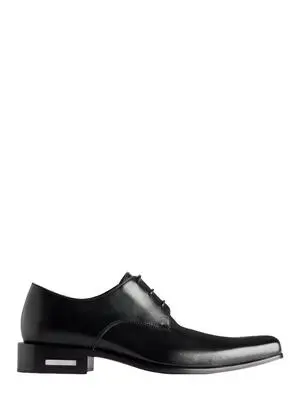 Balenciaga Concorde Derby Shiny Calfskin Leather Shoes - Black