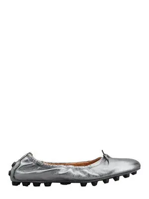 TOD'S Metallic Leather Ballet Flats - Gray
