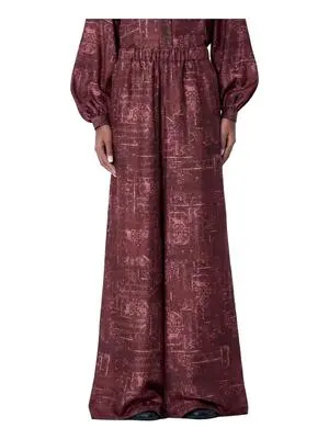 Max Mara Printed Wide-leg Trousers - Red