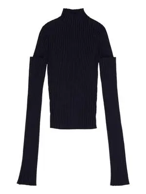 Balenciaga Knit Sweater With Detachable Sleeves - Black