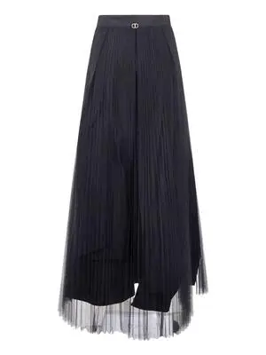 TWINSET Pleated Tulle Maxi Skirt - Black