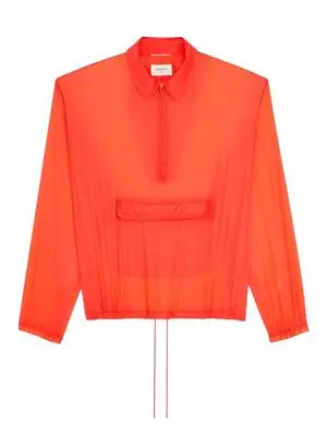 Saint Laurent Half-zip Drawstring Windbreaker - Carmine Orange