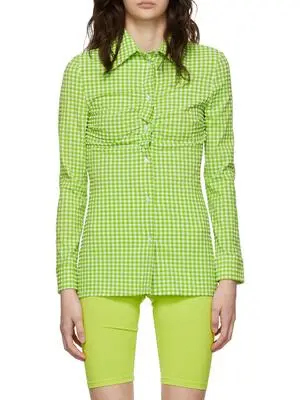 MSGM Plaid Shirt With Classic Collar And Button Closure - Green