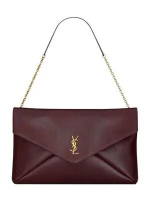 Saint Laurent Cassandre Xxl Foldover Pouch - Brown