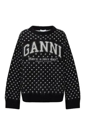 GANNI Polka Dot Brushed Jumper - Black