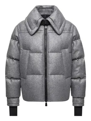 Moncler Sandane Metallic Wool Blend Short Down Jacket - Grey