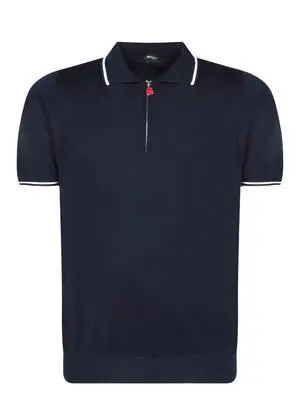 Kiton Zipped Knitted Polo Shirt - Black