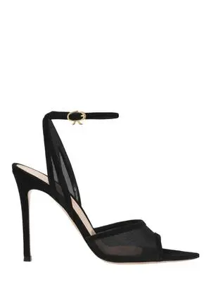 GIANVITO ROSSI Suede And Mesh Pointed High Heel Sandals - Black