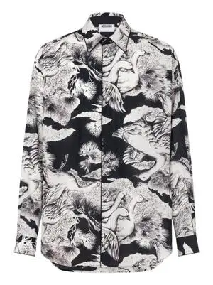 Moschino Swan-print Buttoned Shirt - Grey