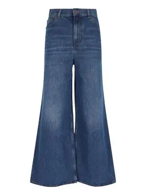Chloé Logo Patch Wide-leg Jeans - Blue