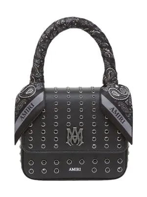 Amiri Micro Ma Bag With Stud Detailing And Paisley Scarf - Black