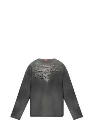 DIESEL® S-ruben Distressed Crewneck Sweatshirt - Black