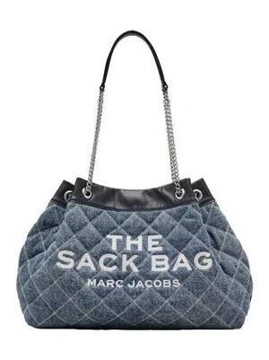 Marc Jacobs Quilted Denim Large Chain Sack Bag - Gray