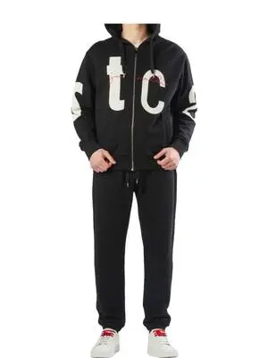 Just Cavalli Long Sleeve Printed Zip-up Hooded Jacket - Black