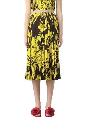 N.21 Pleated Floral Print Midi Skirt - Multicolor