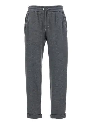 Brunello Cucinelli Brunello Cucinelli Elastic Waistband Drawstring Joggers Grey