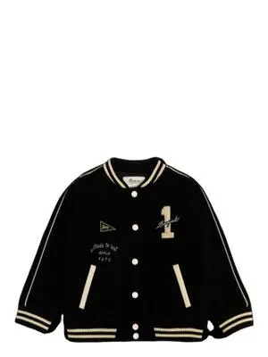 Bonpoint Varsity Bomber Jacket With Embroidered Details - Black