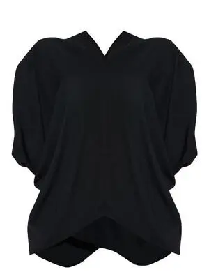 MAISON MARGIELA Short Sleeve V-neck Top - Black