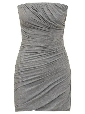 Attico Strapless Gathered Mini Dress - Gray