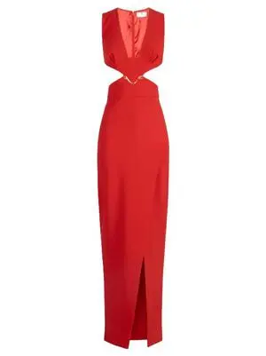 Elisabetta Franchi Sleeveless Cut-out Maxi Dress With Chain Detail - Lacca