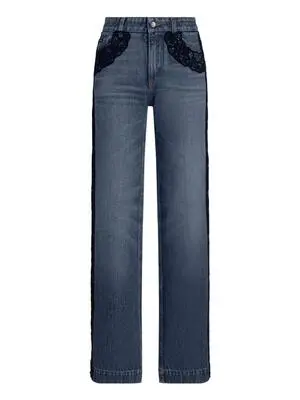 Dolce & Gabbana Lace Detailed Jeans - Blue