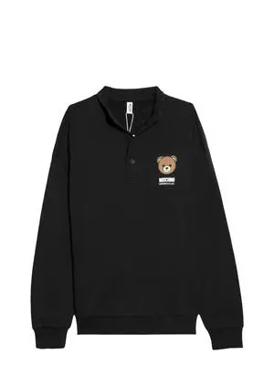Moschino Long-sleeved Collared Sweatshirt With Bear Print - Black