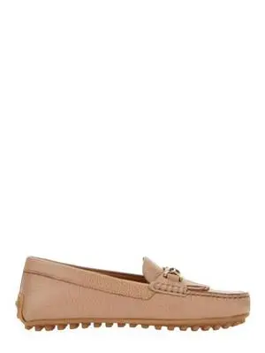 TOD'S Round Toe Loafers With Logo Detailing - Rosa Granito