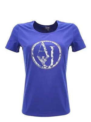Emporio Armani Round Neck Short Sleeve Logo T-shirt - Blue
