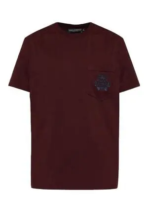 Dolce & Gabbana Dolce Gabbana Logo Embroidered Crewneck T-shirt - Brown