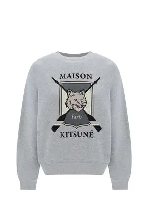 Maison Kitsuné Fox-printed Crewneck Sweatshirt - Black